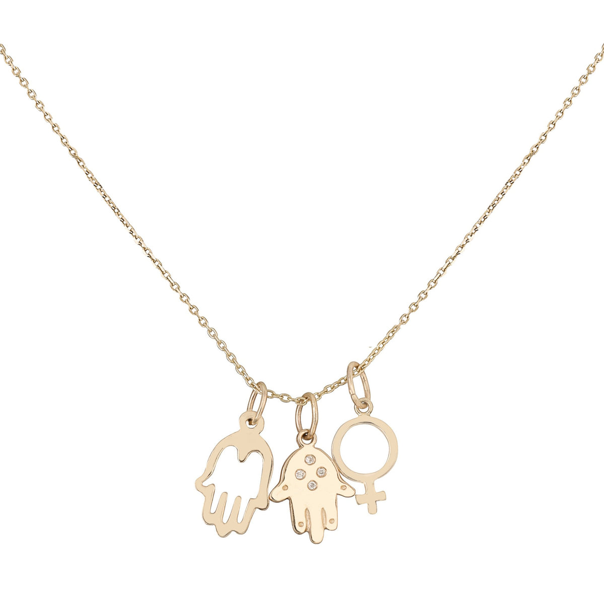 Diamond Hand of Fatima/Hollow Hand/Woman Symbol Necklace – Bianca Pratt ...